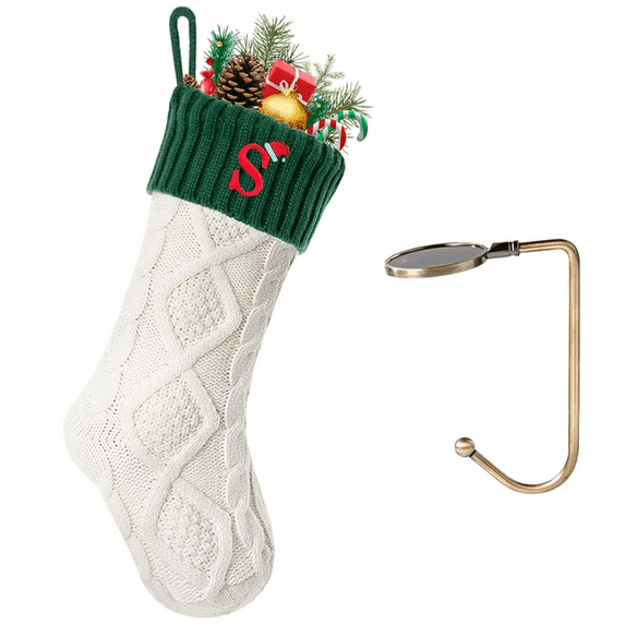 Christmas Dog Christmas Stocking with Initials, Letter S Embroidered ...