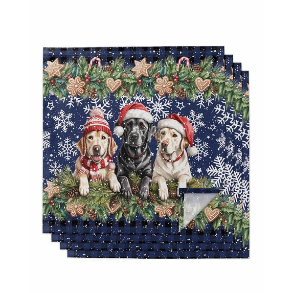 Christmas Dog Cloth Napkins Set of 4 Reusable Dinner Napkins, Winter ...