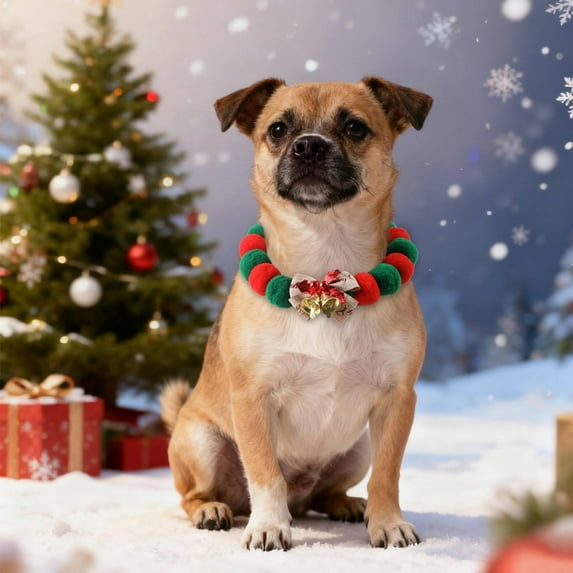 Christmas Dog Collar Red And Green Small Ball Necklace For Pets Multi ...