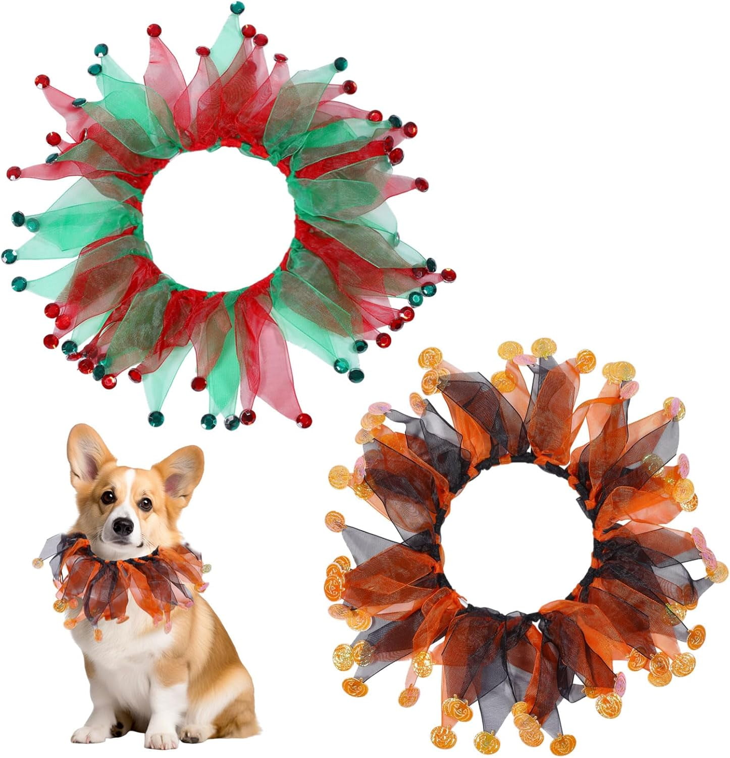 Christmas Dog Collars for Dogs and Cats Red Green Pet Collar Adjustable ...