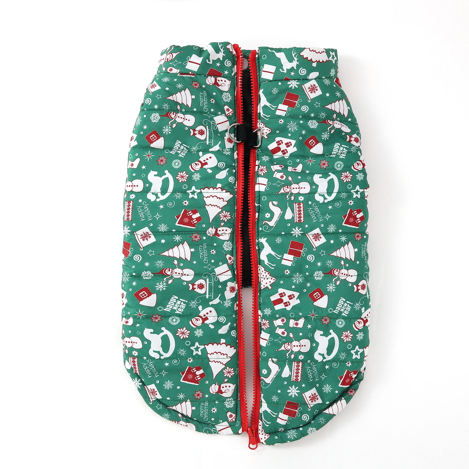 Christmas Dog Cotton Wadded Jacket Snowman Pet Coat with Harness Hook ...