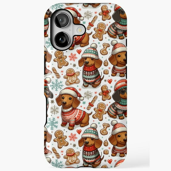 Christmas Dog Dachshund Art Case for iPhone 11 12 13 14 15 16 17 Pro ...