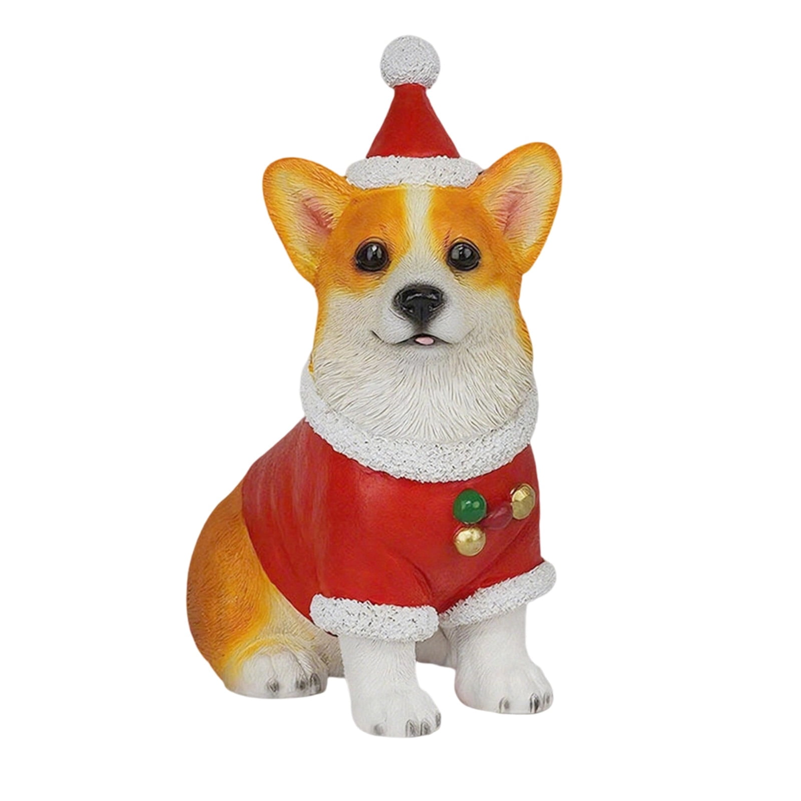 Christmas Dog Figurines 5.8 in, Realistic Resin Toys With Santa Hat for ...