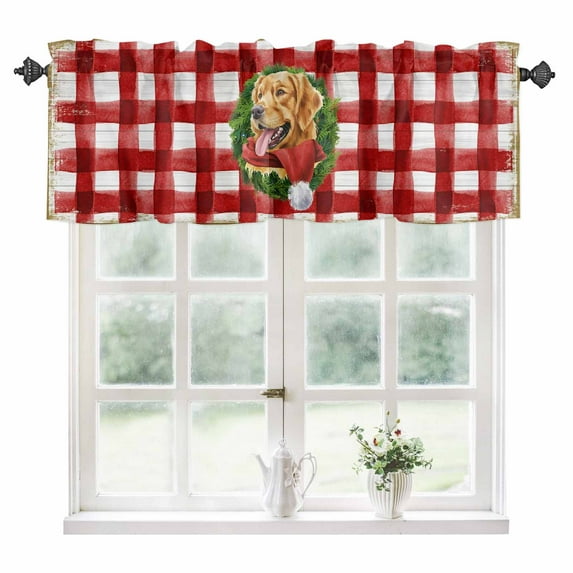 Christmas Dog Kitchen Valances for Windows 60x18 Inch Kitchen Curtains ...