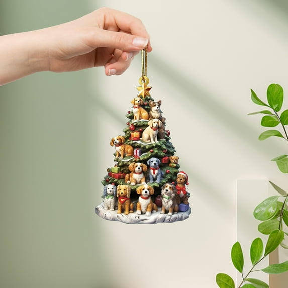 Christmas Dog Ornament for Tree, 2D Acrylic Pet Memorial Decor for Pet ...