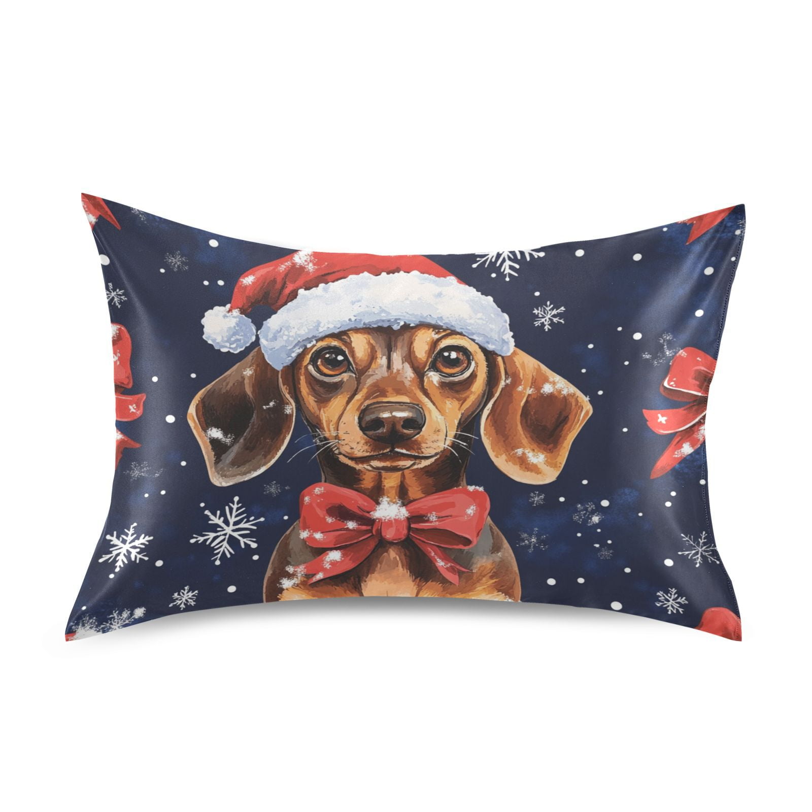 Christmas Dog Ribbons Pillowcases Soft Satin Pillow Covers Decorative ...