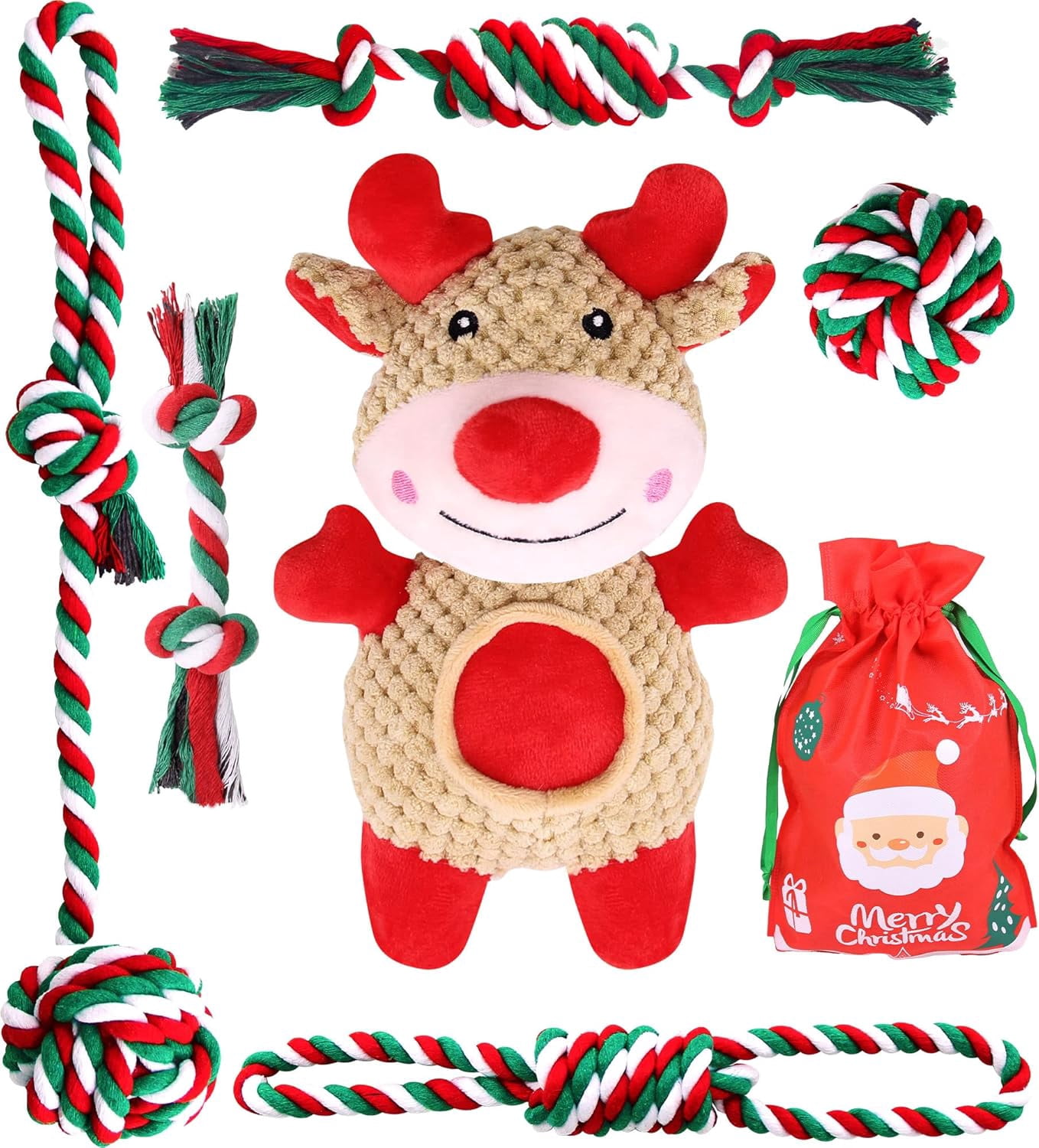Christmas Dog Toys, 6 Pack Dog Rope Toys and Plush Toys/Dog Gifts ...