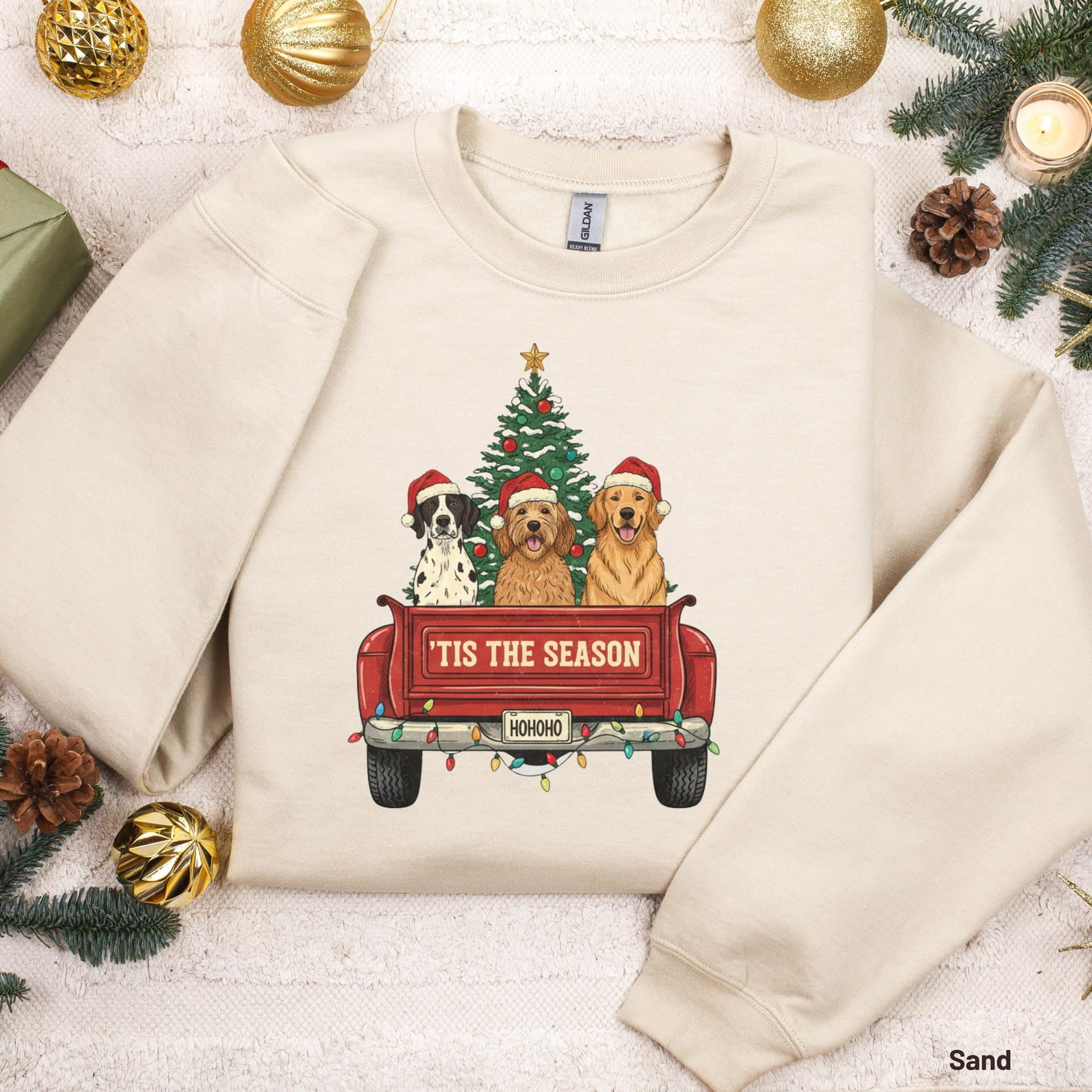 Christmas Dog Truck Sweatshirt, Cute Dogs Christmas Tree Farm Shirt ...