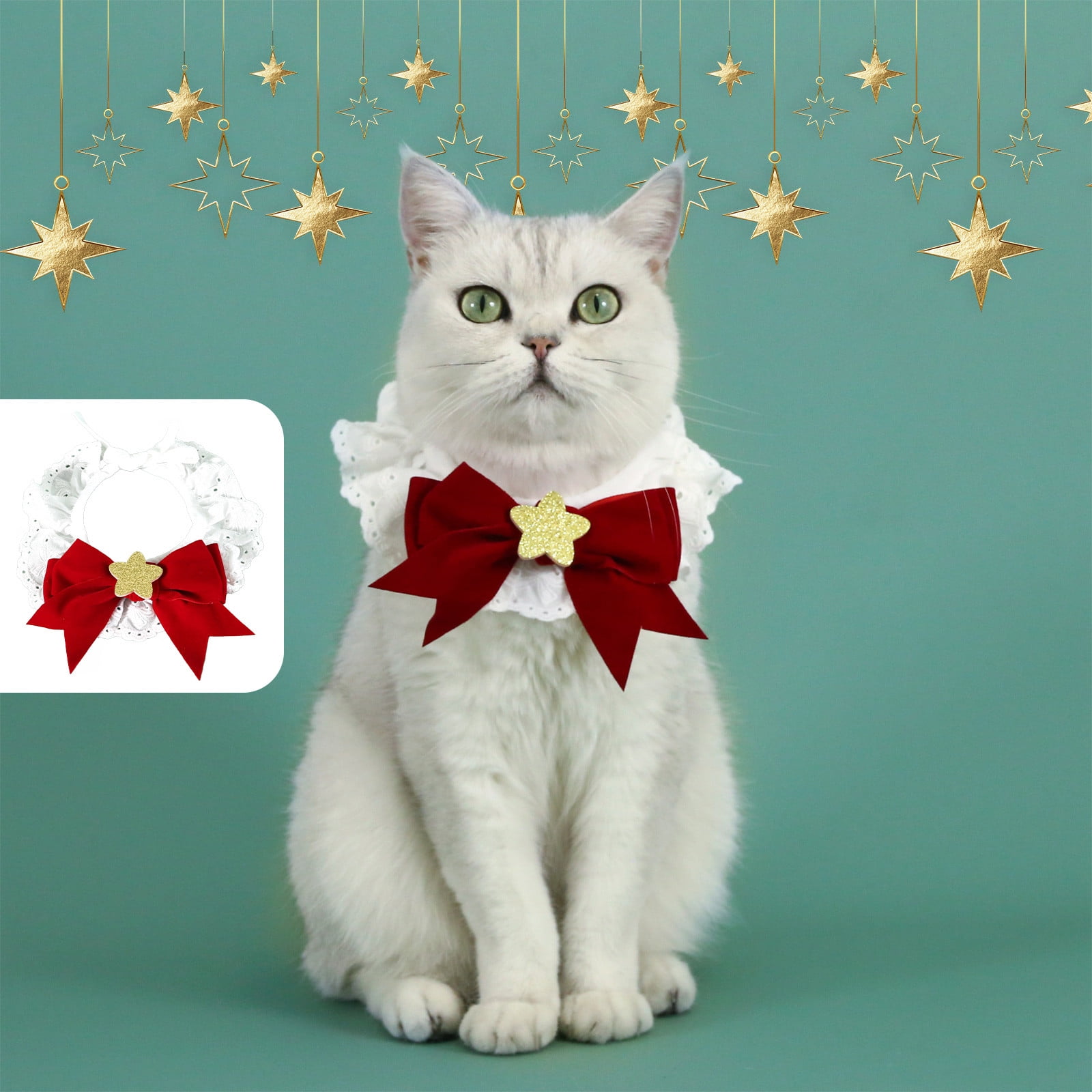 Christmas Dogs Cats Collar Red Bow Bib Cute Scarfs Necklace Neck Strap ...