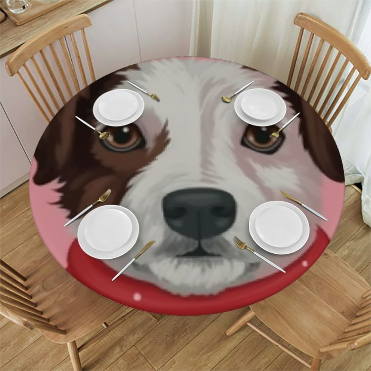 Christmas Dogs Round Tablecloths Table Covers with Elastic Polyester ...