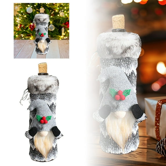 Christmas Doll Bottle Cover Long Haired Design Festive Table Holiday ...