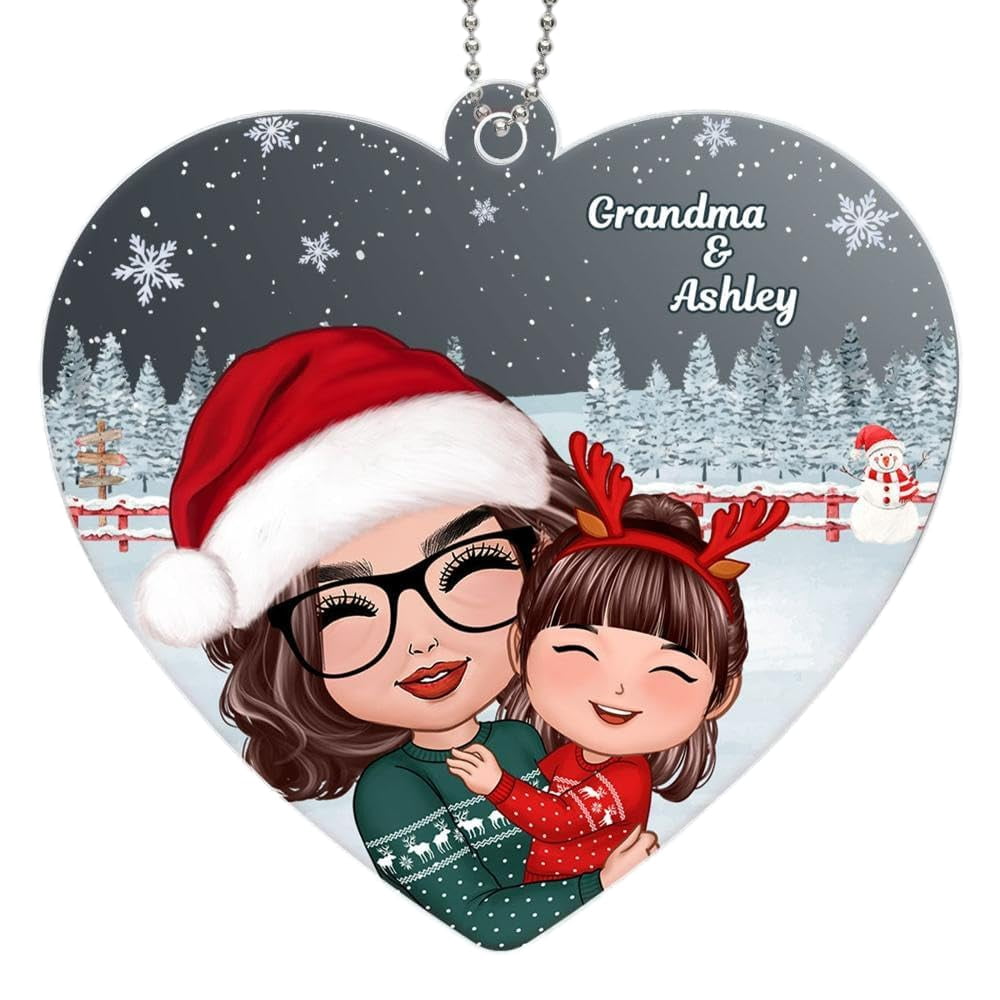 Christmas Doll Grandma Mom Hugging Kid Gift for Granddaughter Grandson ...