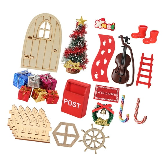 Christmas Dollhouses Accessories 12 Scale Wooden Door Small Pine Tree ...