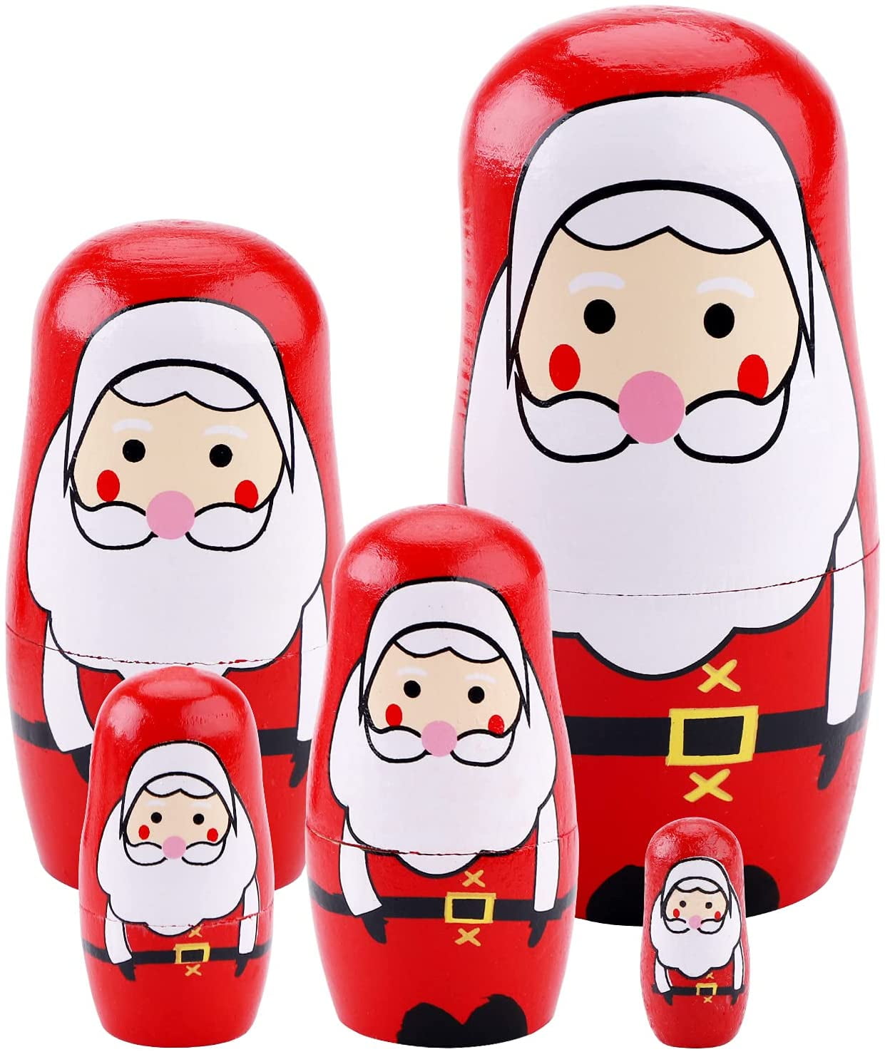 Christmas Dolls 5pcs Russian Matryoshka Wooden Nesting Dolls Santa ...