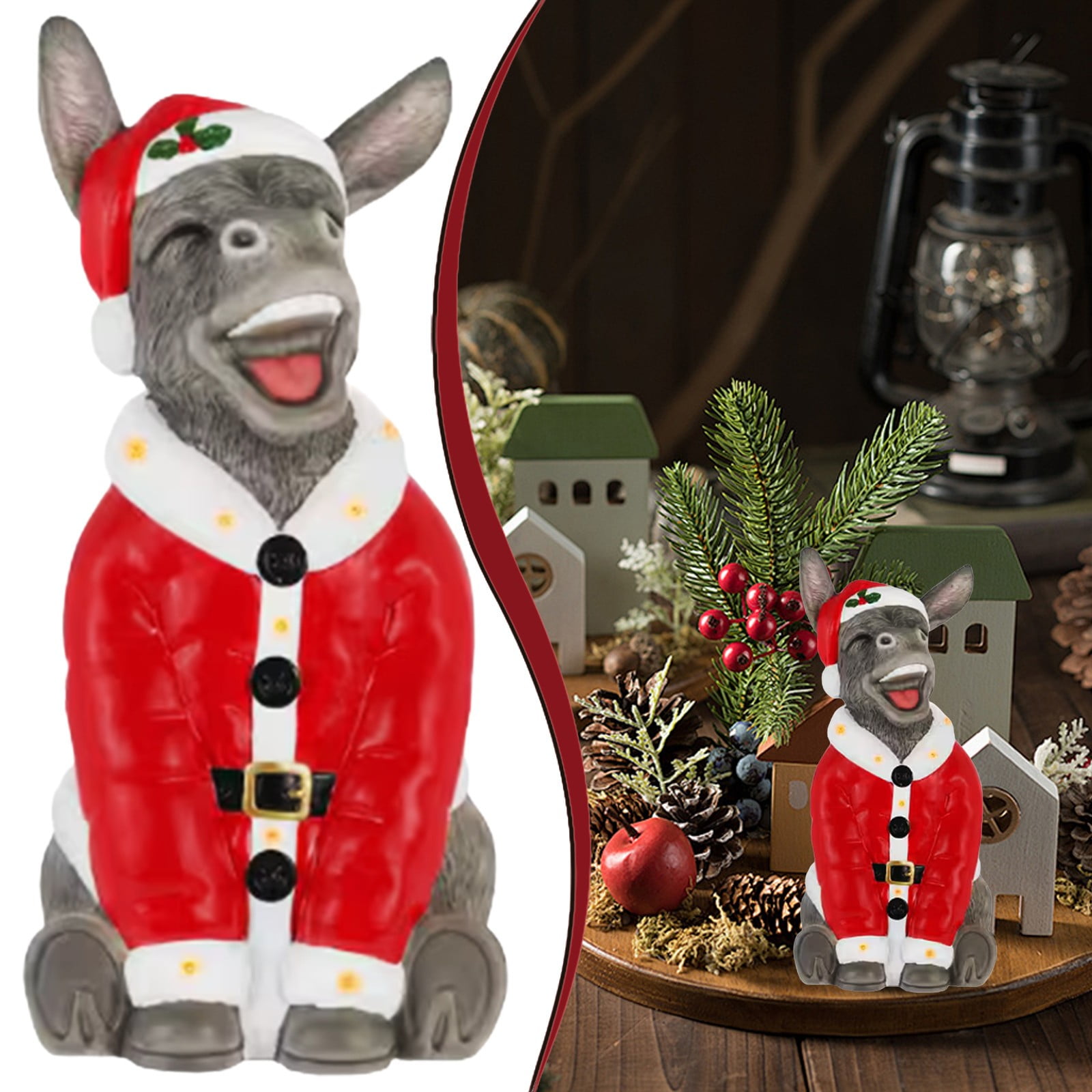 Christmas Donkey Christmas Resin Decoration, Animals Ornament for Xmas ...