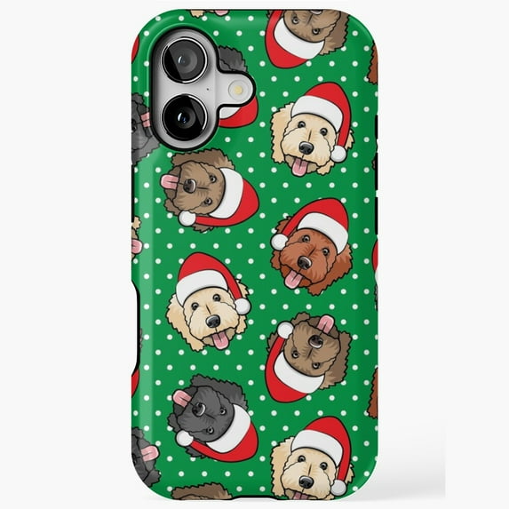 Christmas Doodle Dog Polka Case for iPhone 11 12 13 14 15 16 17 Pro Max ...
