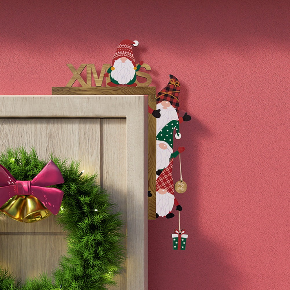 Christmas Door Corner Frame Decorations, Christmas Santa Claus Gnomes ...