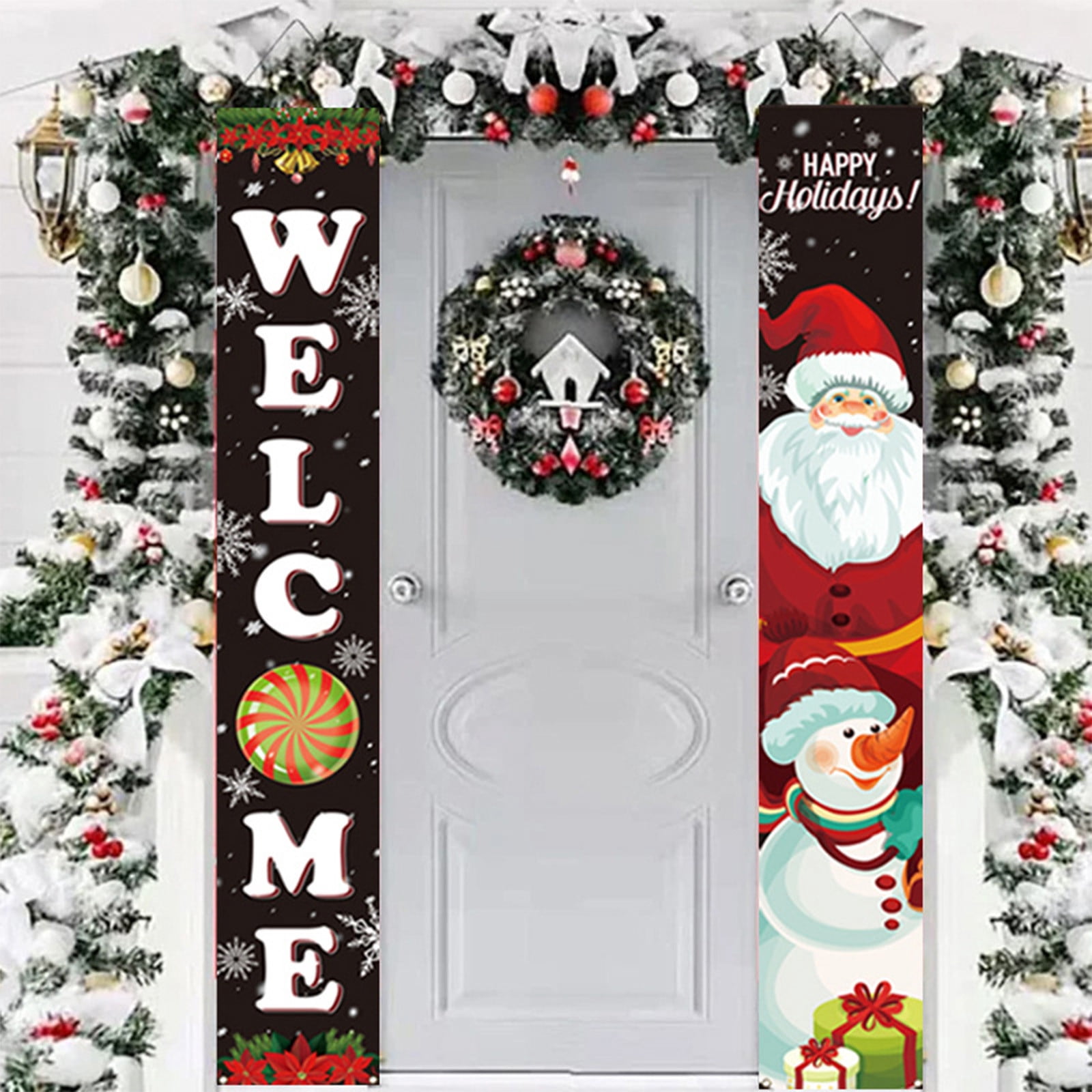 Christmas Door Couplets,71x12" Front Door Hanging Banner,Vertical ...