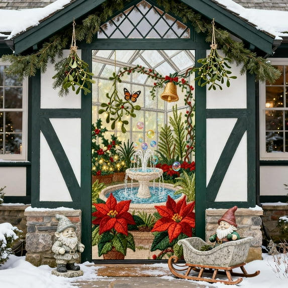 Christmas Door Cover 35 x 72 in – Stereoscopic Embroidery Polyester ...