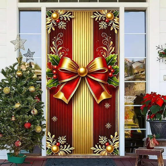 Christmas Door Cover 71x35 Inch Gift Box Door Banner, Merry Christmas ...
