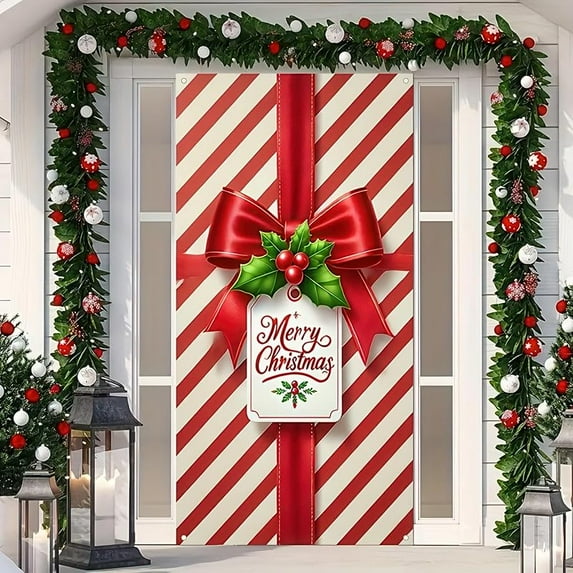 Christmas Door Cover 71x35 Inch Gift Box Door Banner, Merry Christmas ...