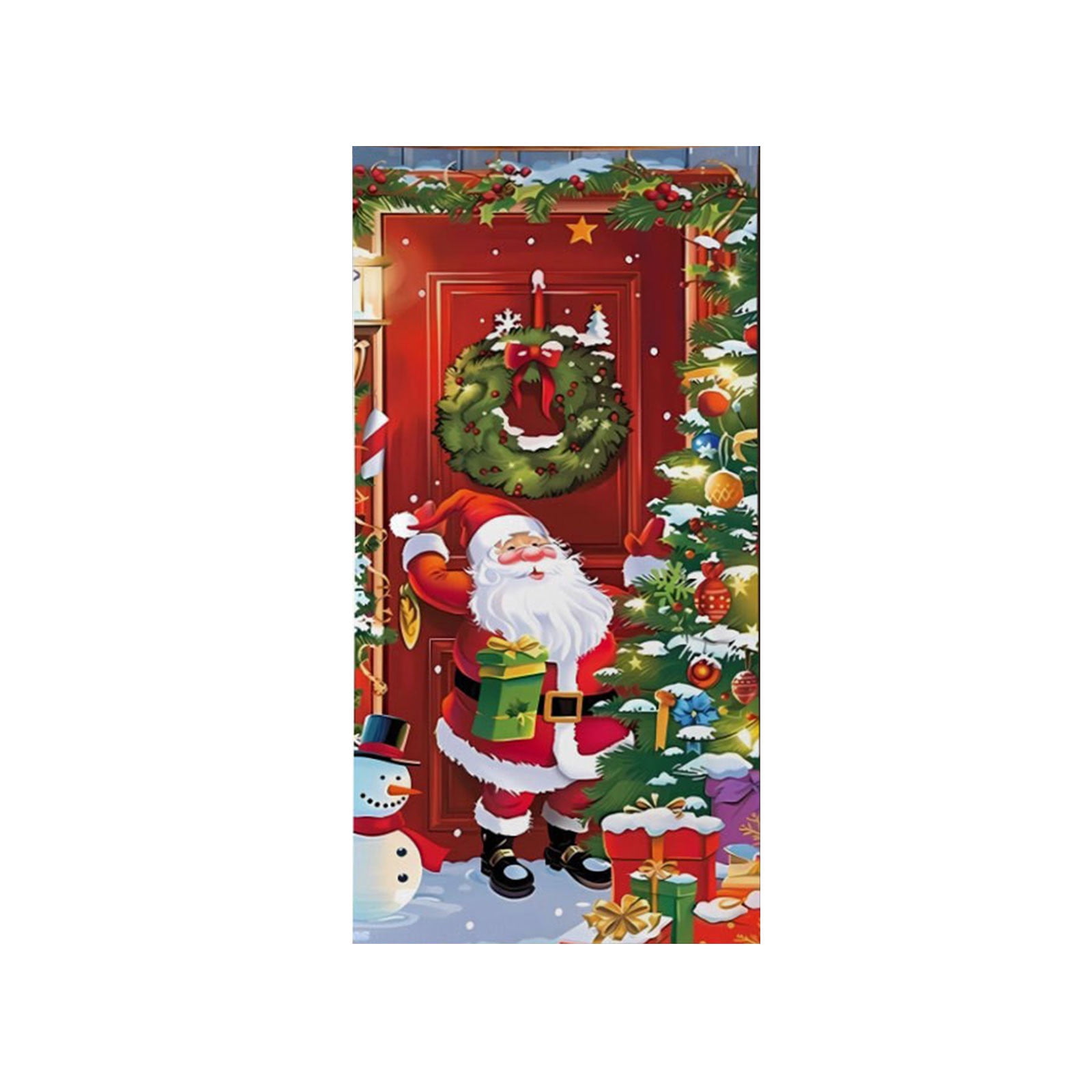 Christmas Door Cover Decor - Holiday Party Backdrop with Santa Claus ...