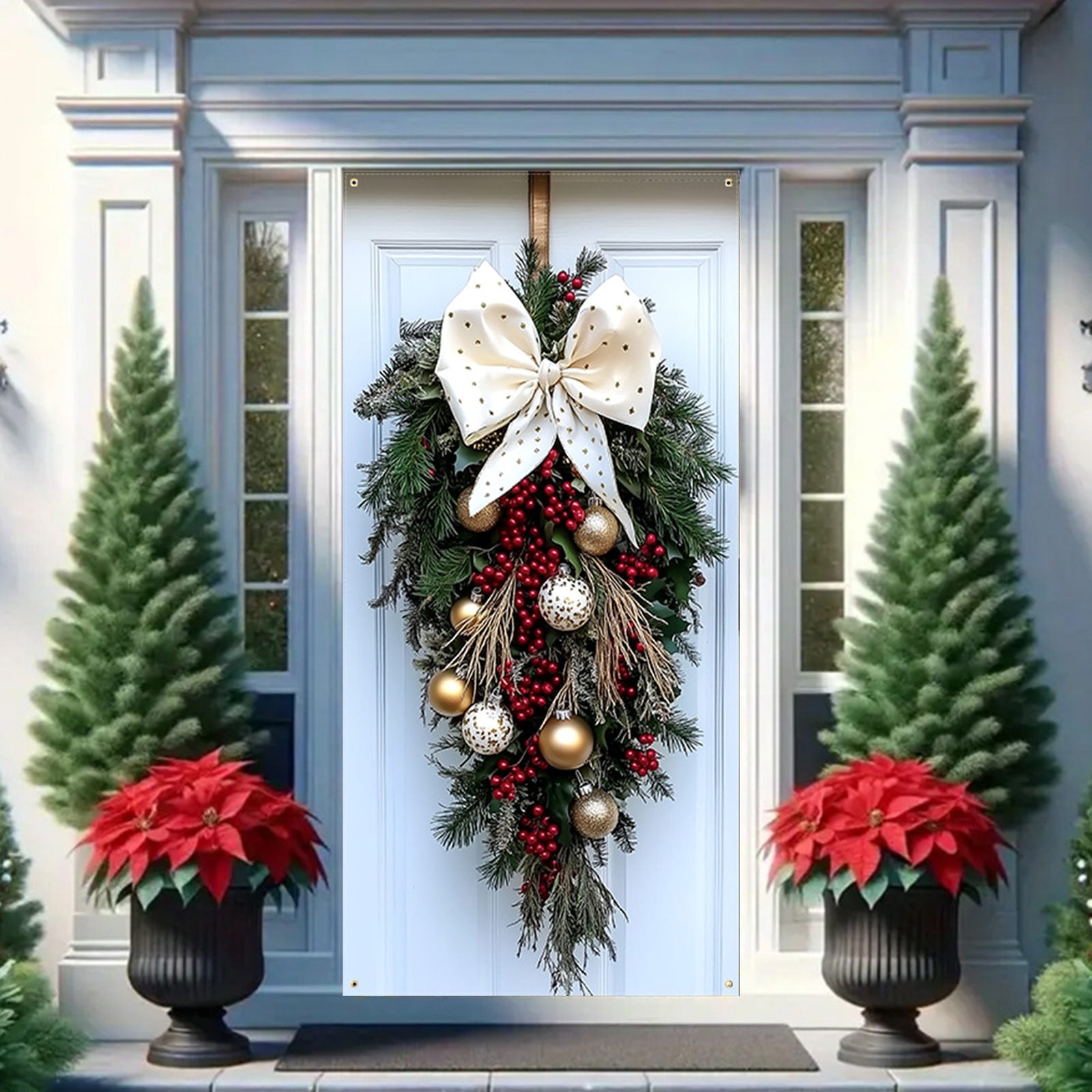 Christmas Door Cover Decoration Fabric Door Wrap Tapestry, Holiday ...