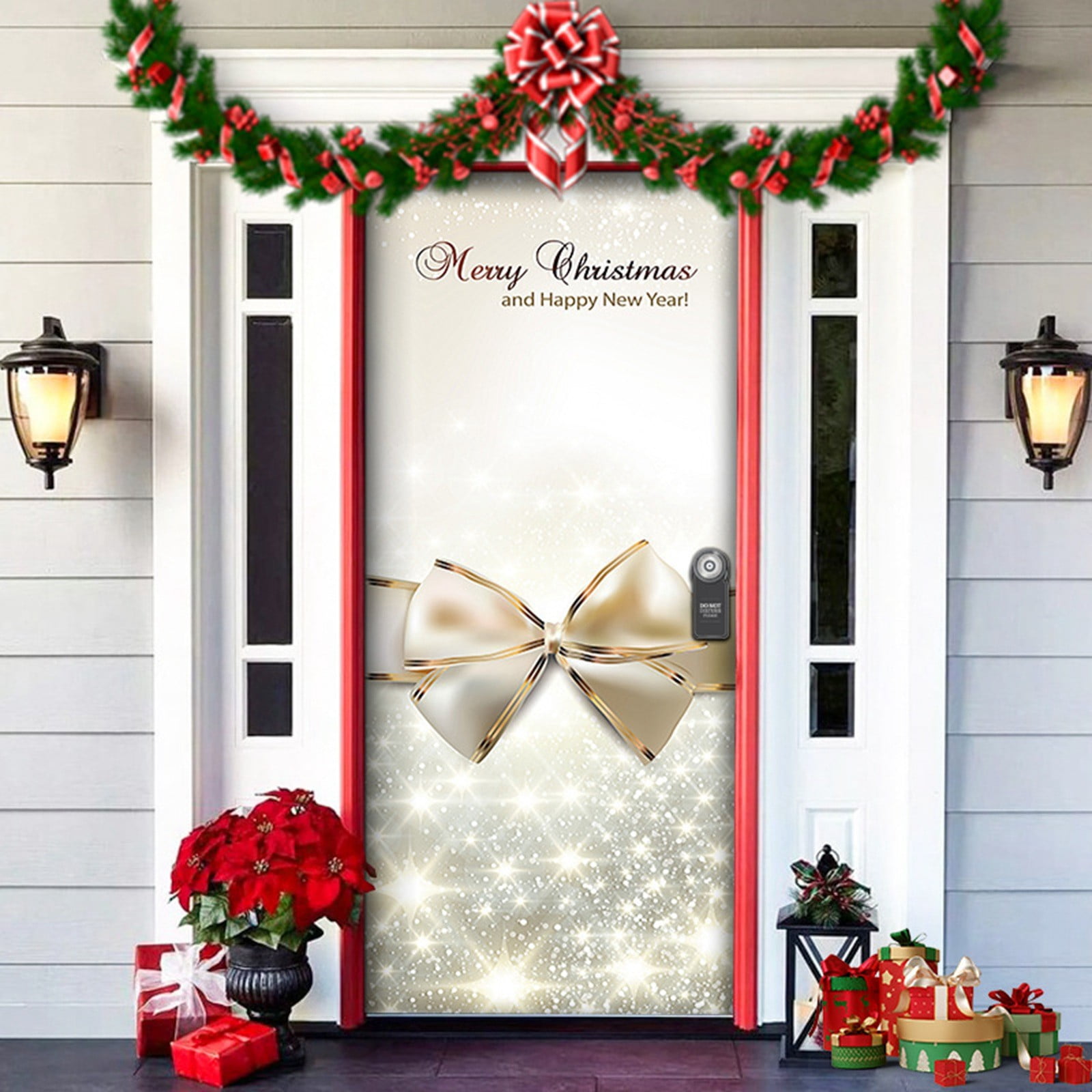 Christmas Door Cover Decoration Tapestry Holiday Party Door Curtain ...