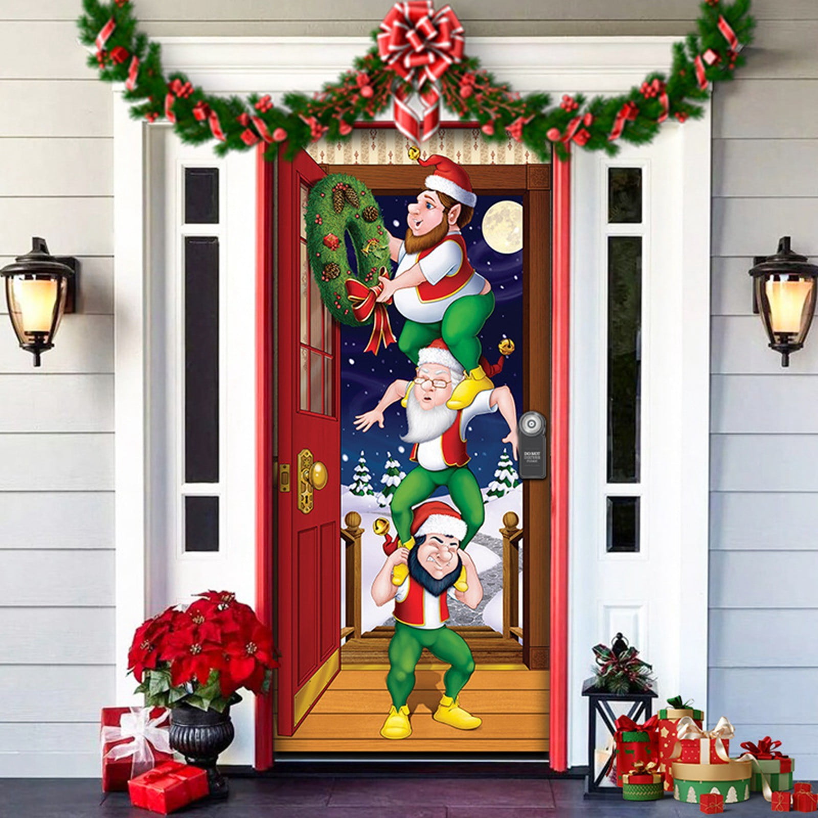 Christmas Door Cover Decoration Tapestry Holiday Party Door Curtain ...