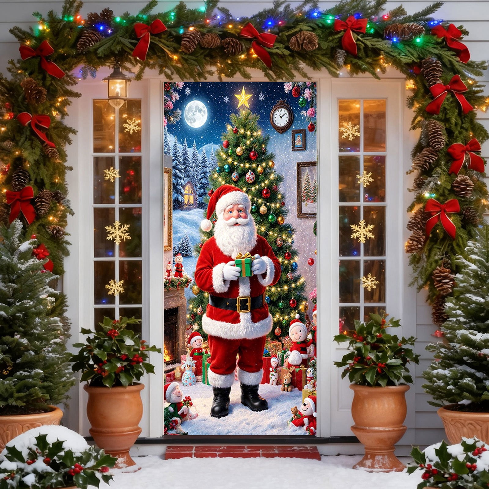 Christmas Door Cover Decorations, 35"x 72" Gingerbread Door Cover man ...