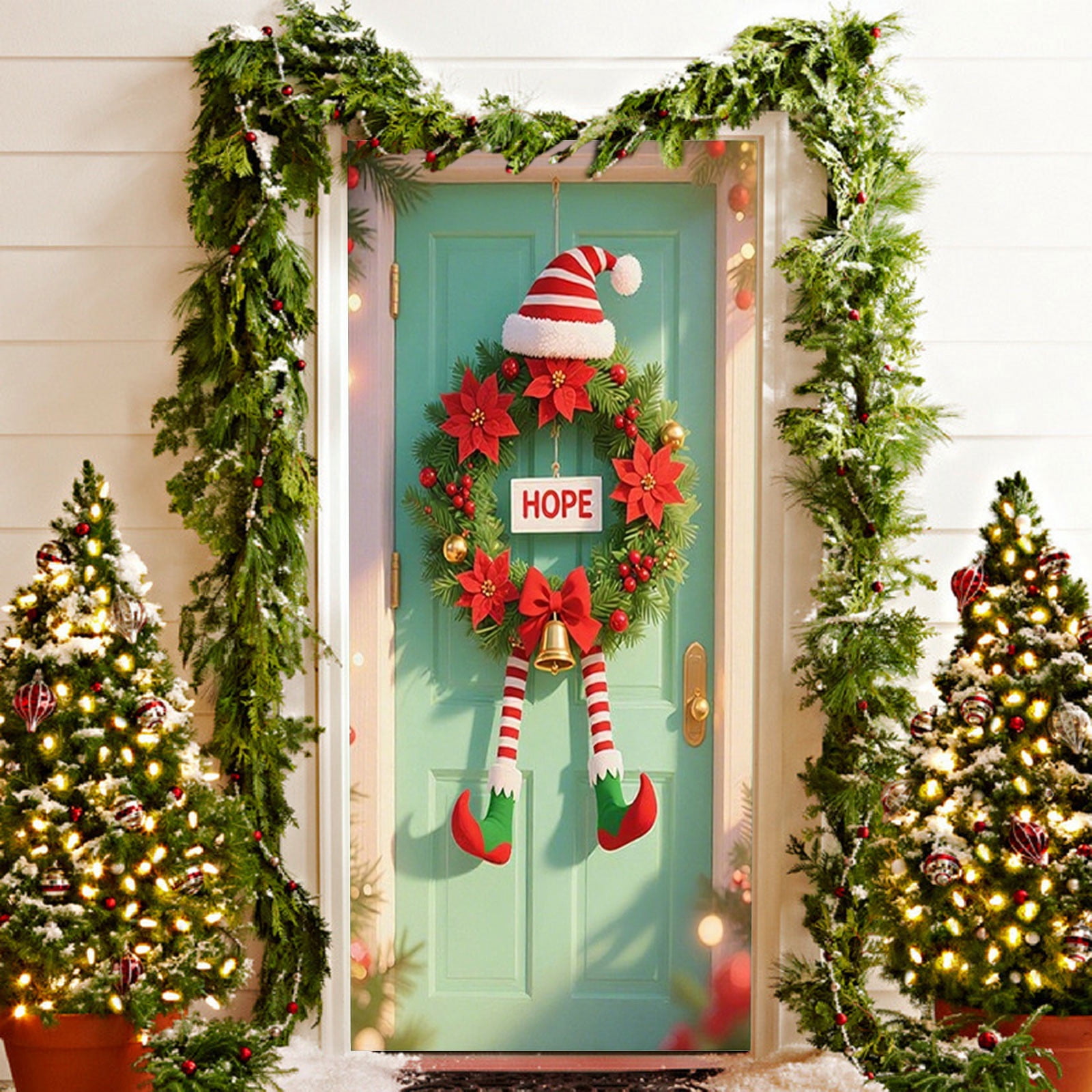 Christmas Door Cover Decorations for Holiday, Polyester Spandex Bow Tie ...