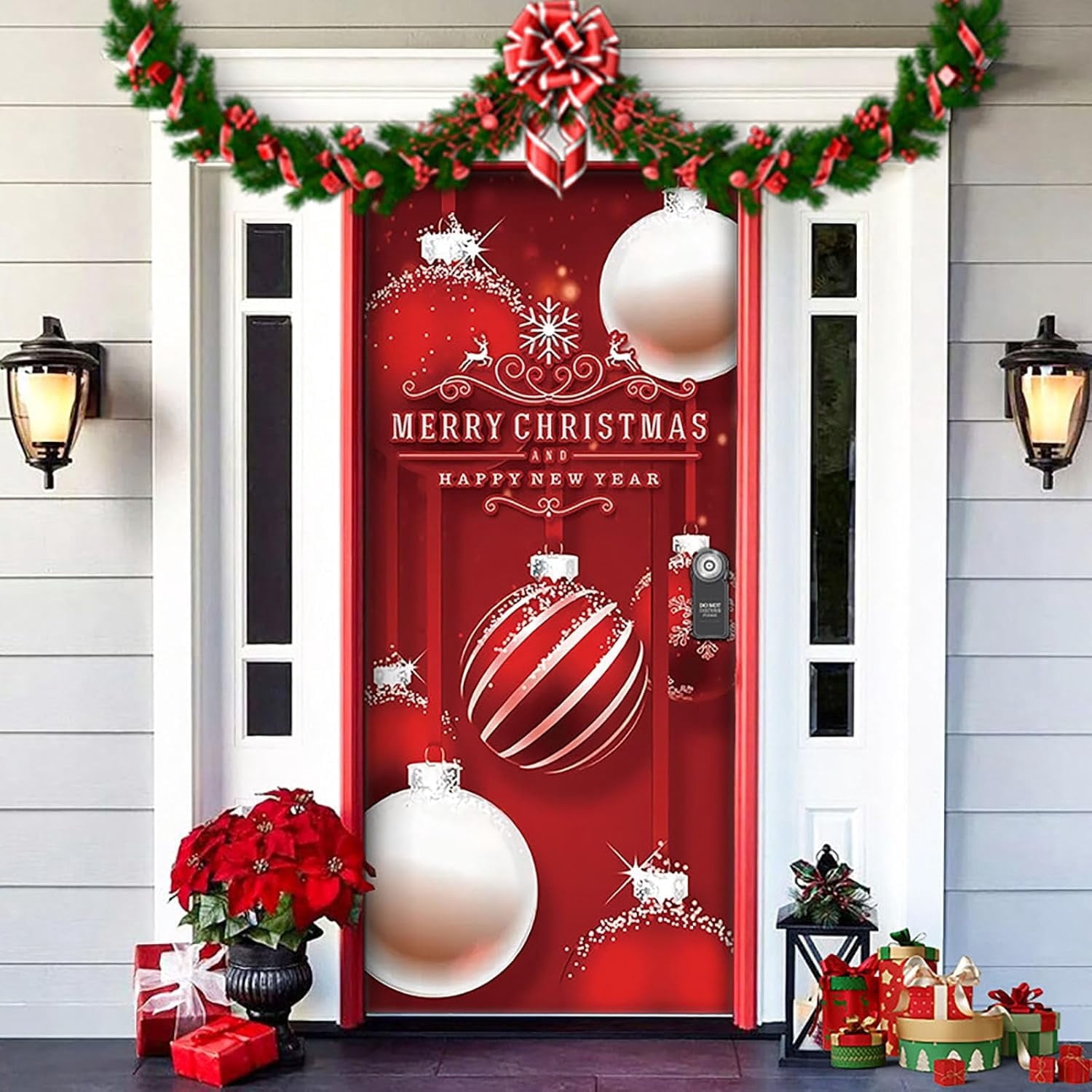 Christmas Door Cover Elastic,New Stretch Fabric,79in Funny Front Door ...