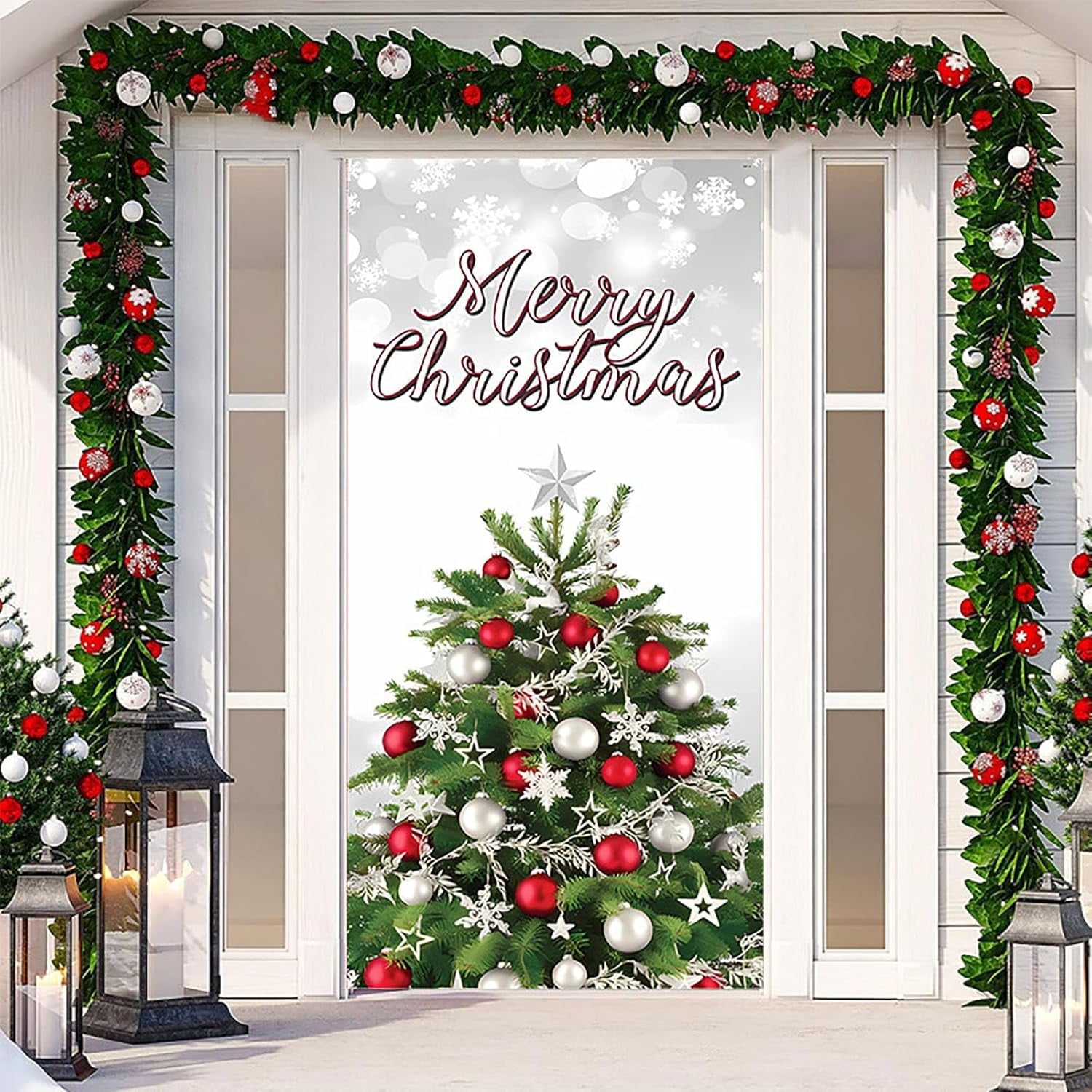 Christmas Door Cover Elastic,New Stretch Fabric,79in Funny Front Door ...