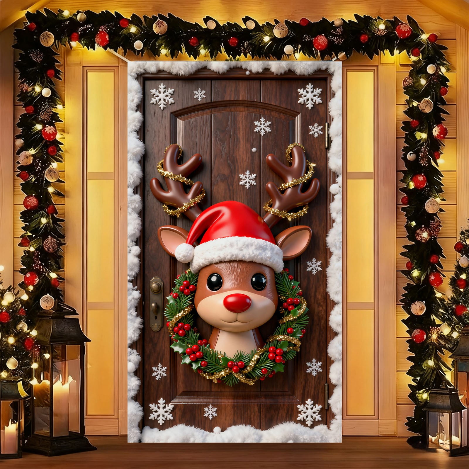 Christmas Door Cover Holiday Background Cloth - Festive Party Ambiance ...