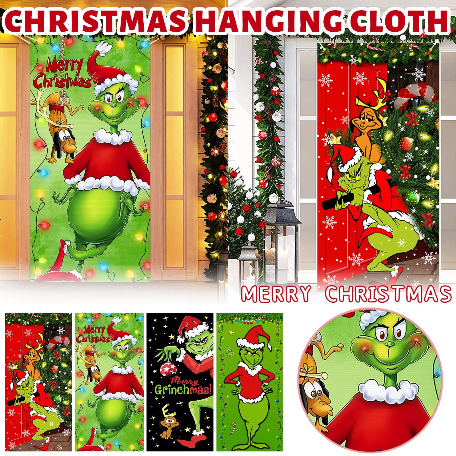 Christmas Door Cover, Large Christmas Door Cover Decorations 6x2.9 Ft ...