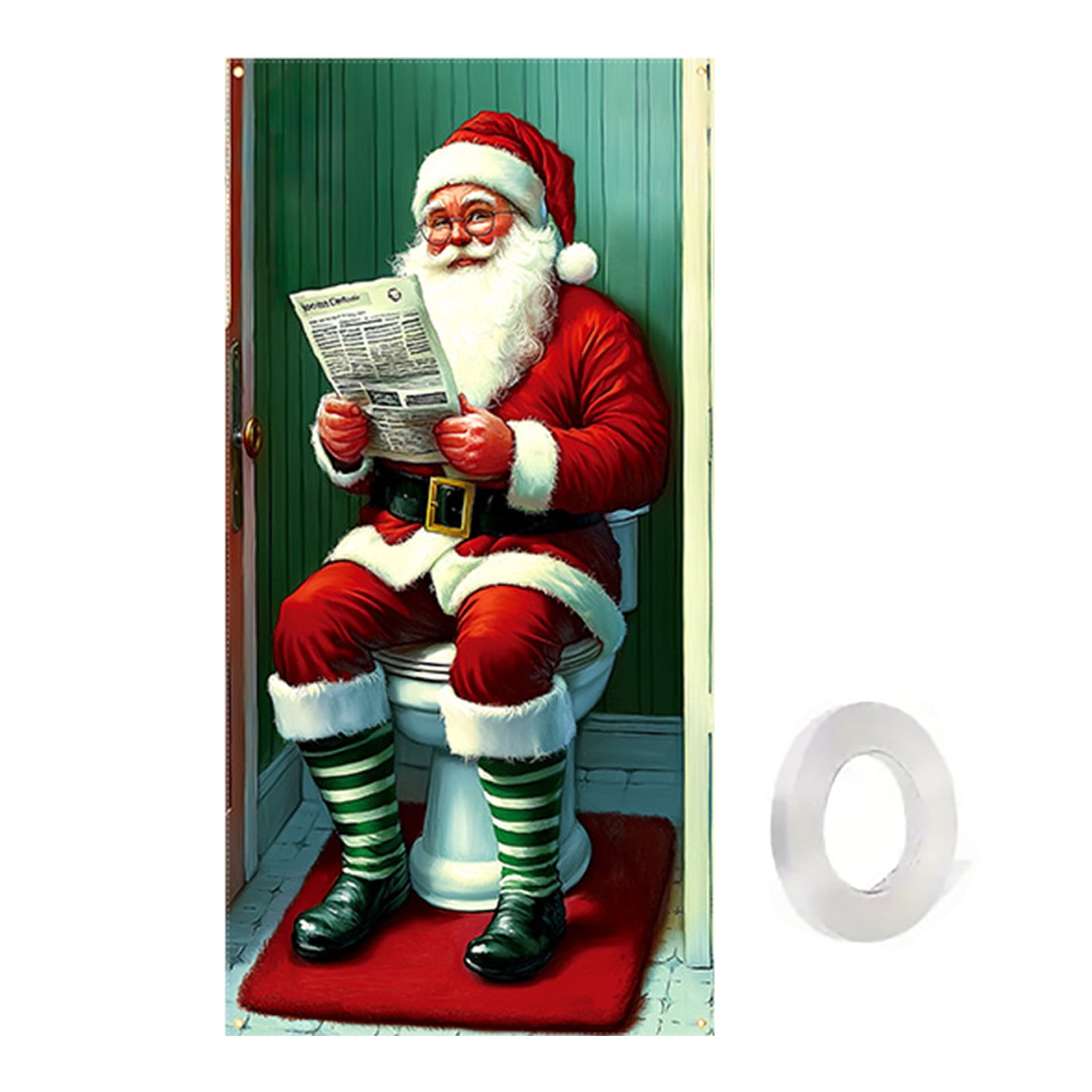 Christmas Door Cover Santa Claus, Front Door Decoration for Holiday ...