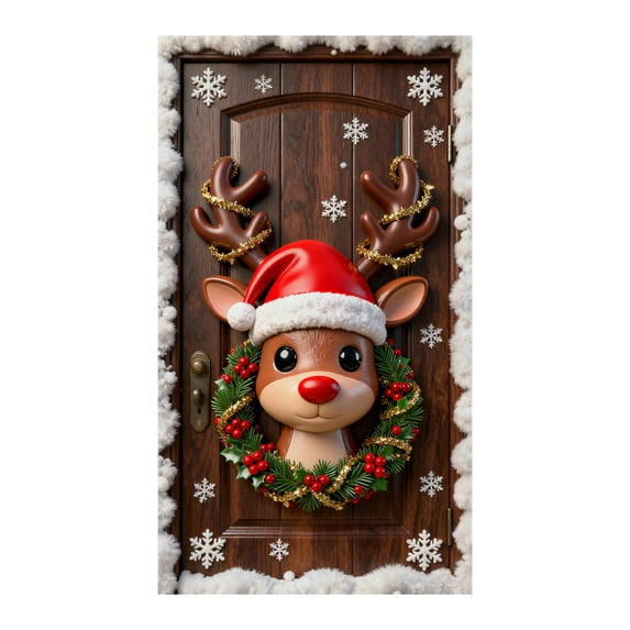 Christmas Door Cover With Polyester Fabric For Holiday Decoration Party ...