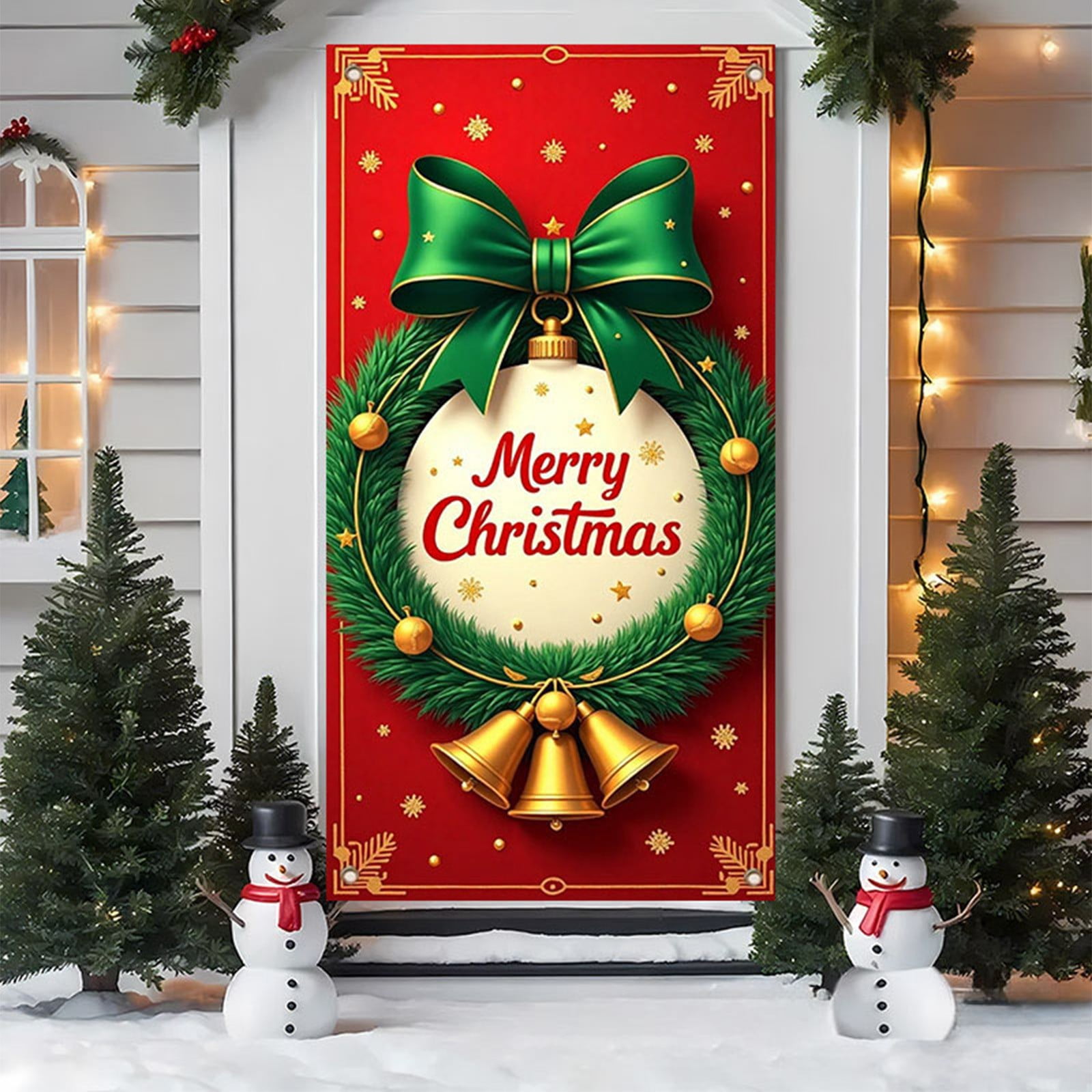 Christmas Door Curtain Bow Print Door Cover, 36x71 Inch HD Digital Print Polyester Wind ...