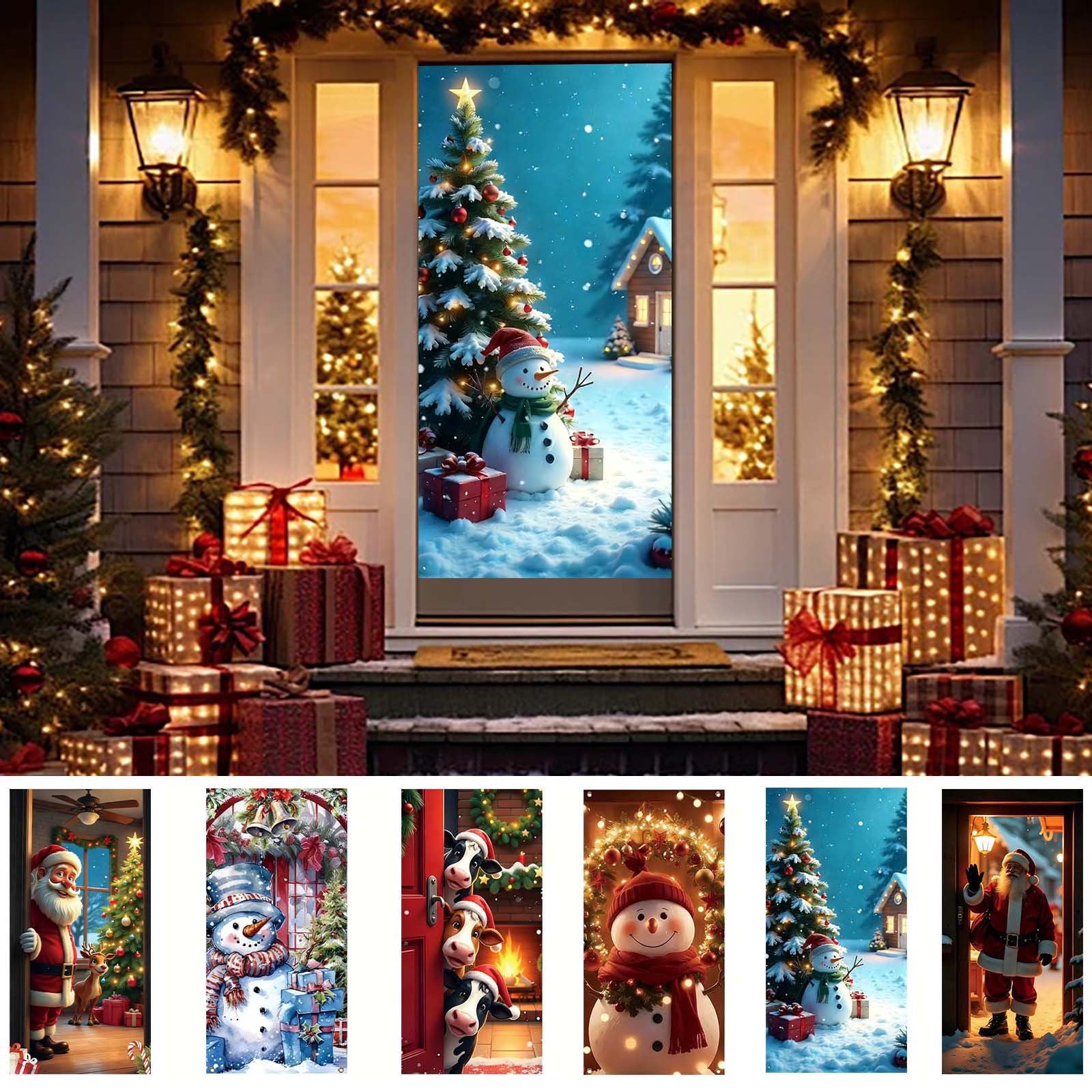 Christmas Door Curtain Decoration - Hook-and-Loop Fasteners Vibrant ...