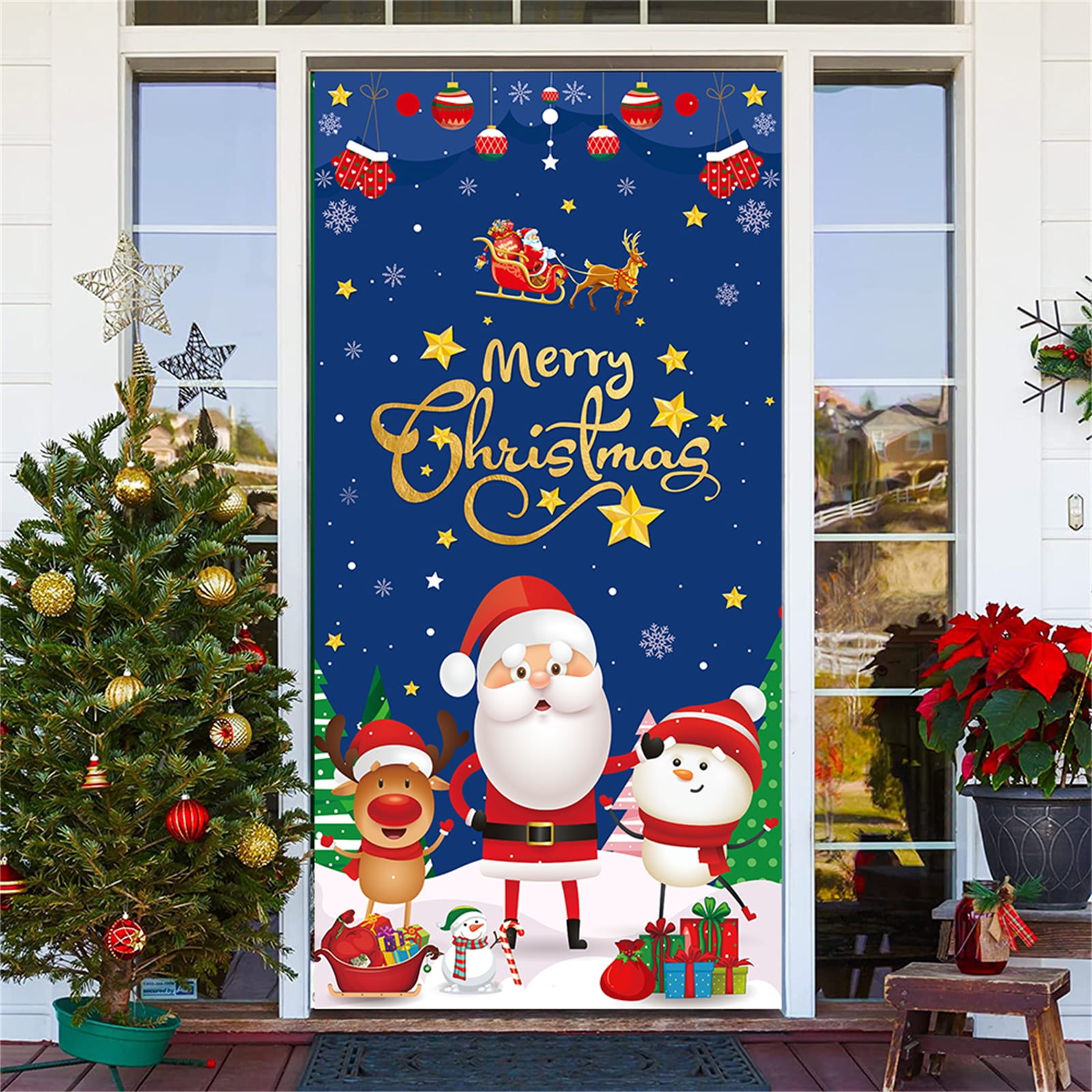 Christmas Door Decorations, Large Fabric Merry Christmas Door Hanging ...