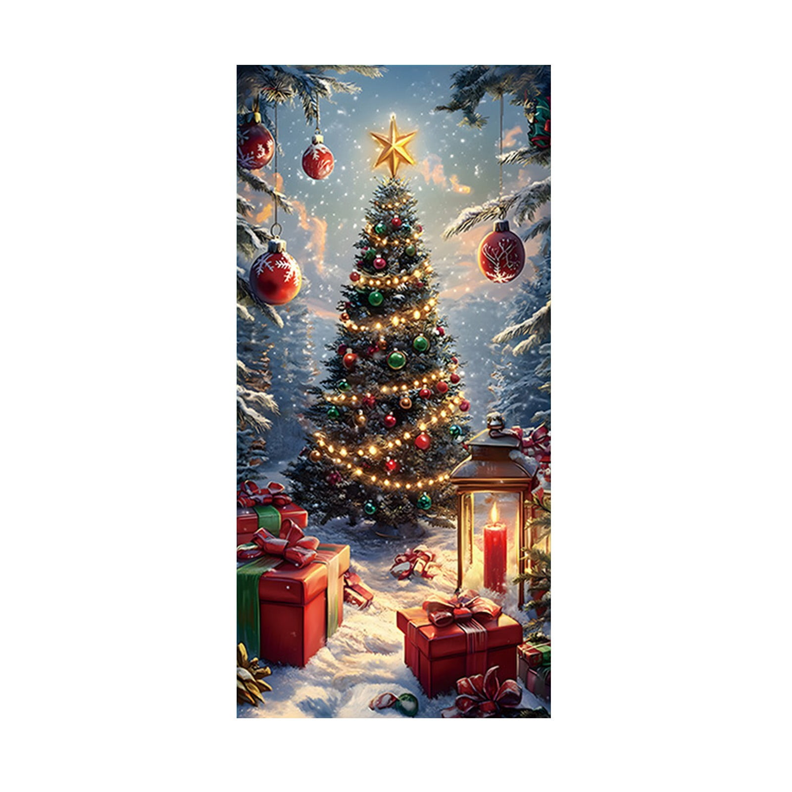 Christmas Door Frame with Holiday Pattern Design, Seasonal Entryway ...