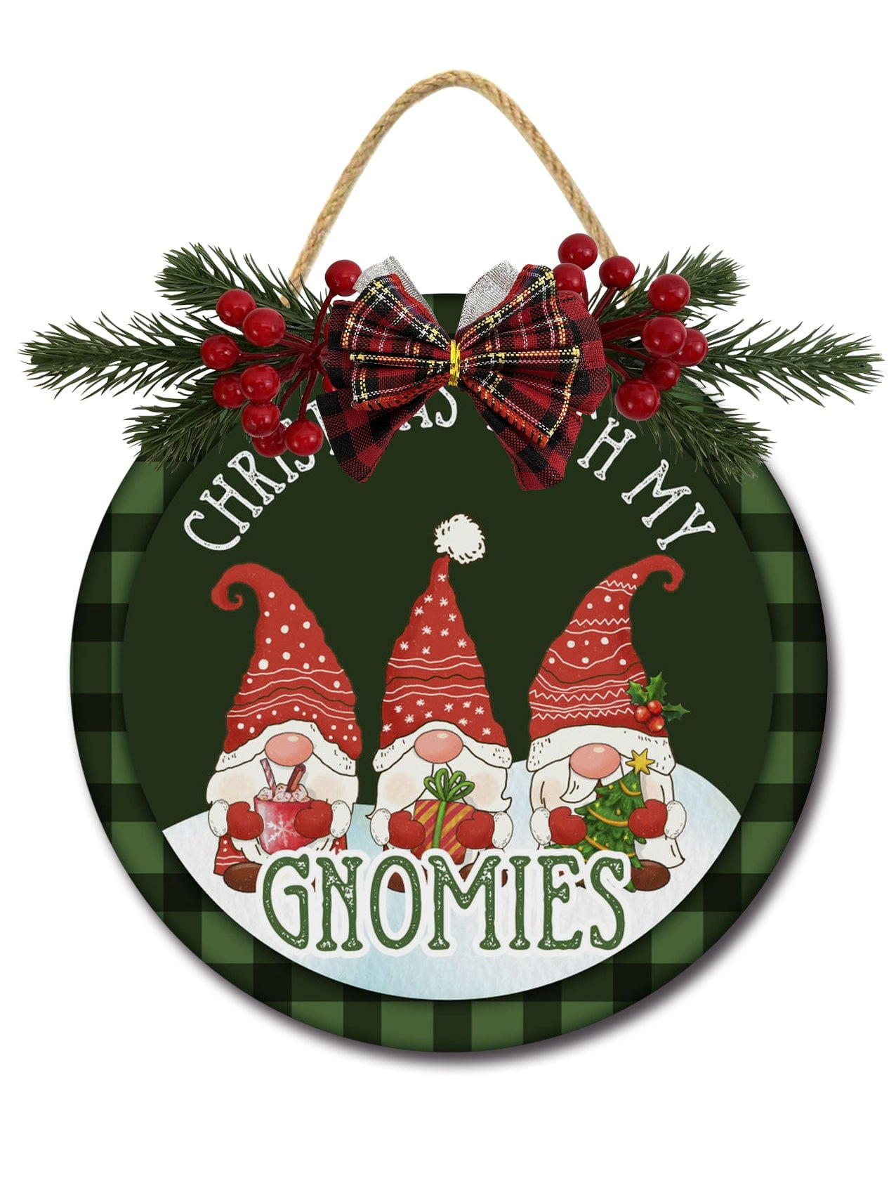 Christmas Door Hanging Sign 11 inch Wooden Wall Sign, Rustic Holiday ...