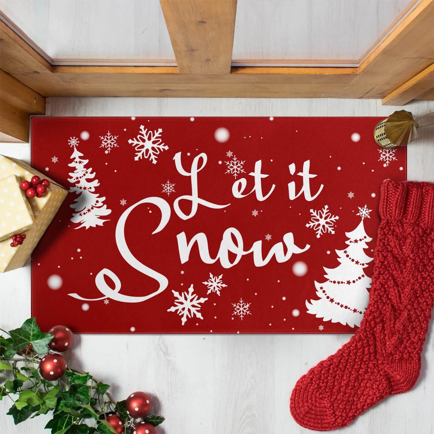 Christmas Door Mat Christmas Rug Christmas Decorations Christmas Holly ...