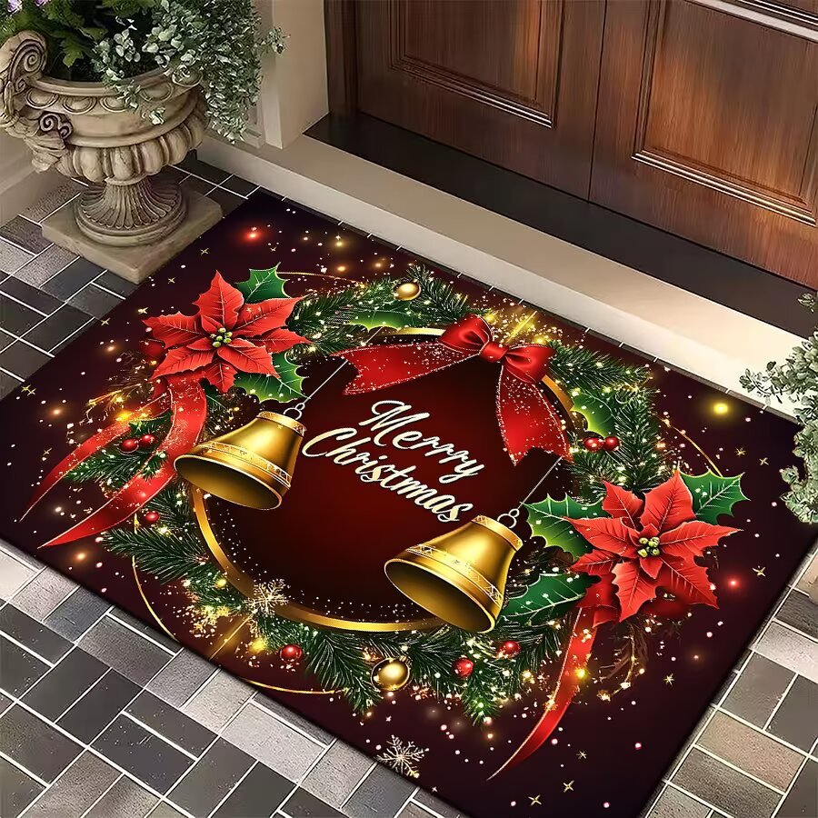 Christmas Door Mat Outdoor Decorations Non-slip Anti-fouling Carpets ...