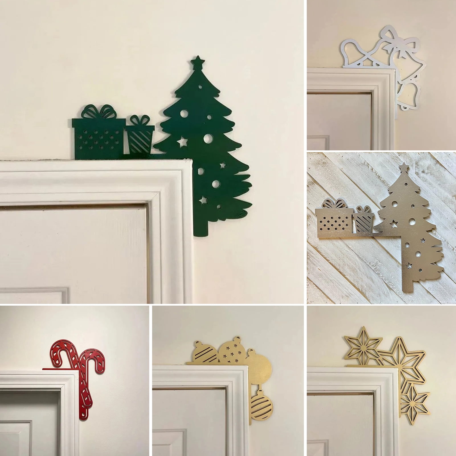 Christmas Door Topper Ornaments Holiday Tree Cane Bell Door Frame ...