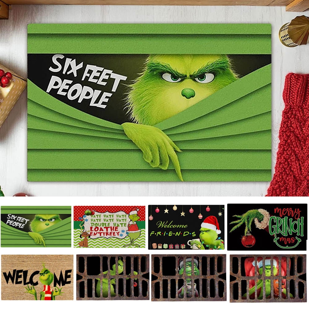 Walmart Christmas Grinch Mat, 40 x 60cm, Indoor Outdoor Holiday Doormat ...