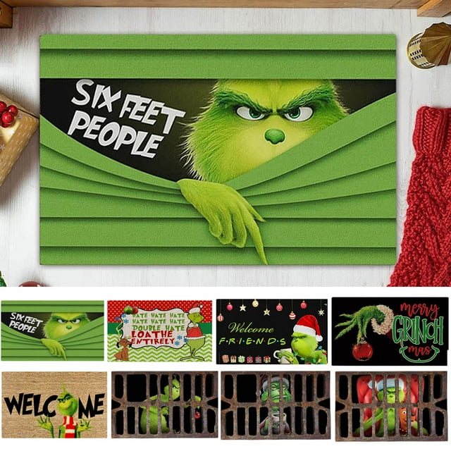 Walmart Christmas Grinch Mat, 40 x 60cm, Indoor Outdoor Holiday Doormat ...