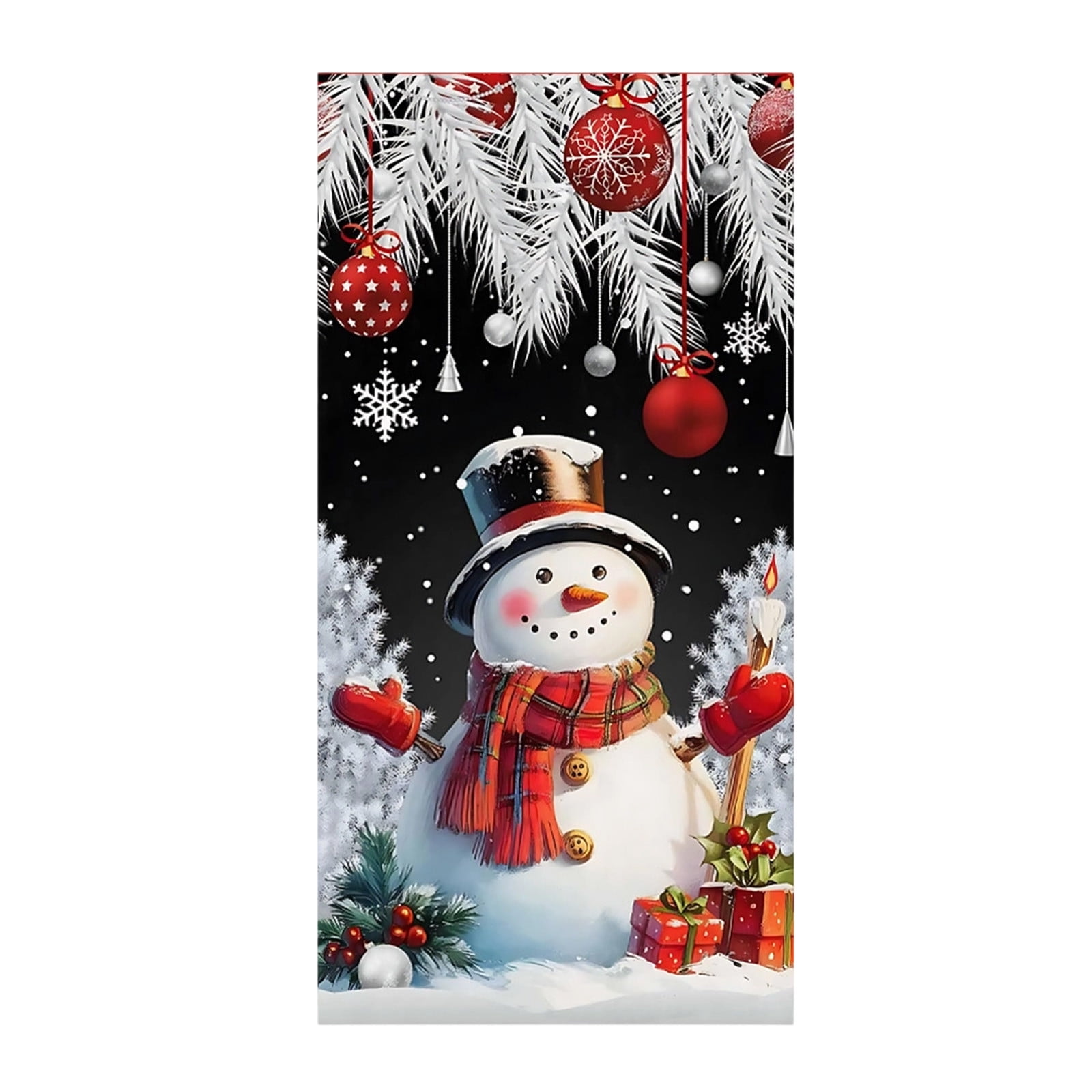 Christmas Doorway Frame Decor, Snowman and Bow Garden Scene Photo ...