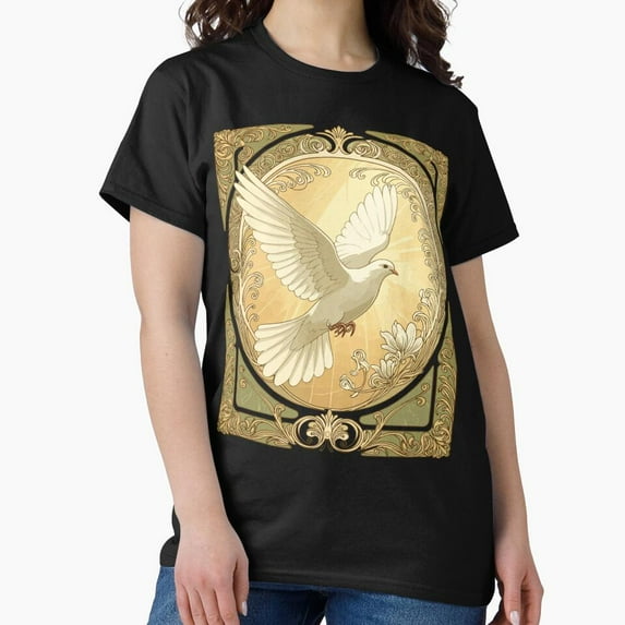 Christmas Dove Funny Art Nouveau Aesthetic Design H5340 T-Shirt, for ...