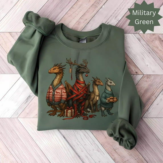 Christmas Dragon Sweatshirt, Ugly Christmas Sweater, Holiday Fantasy ...